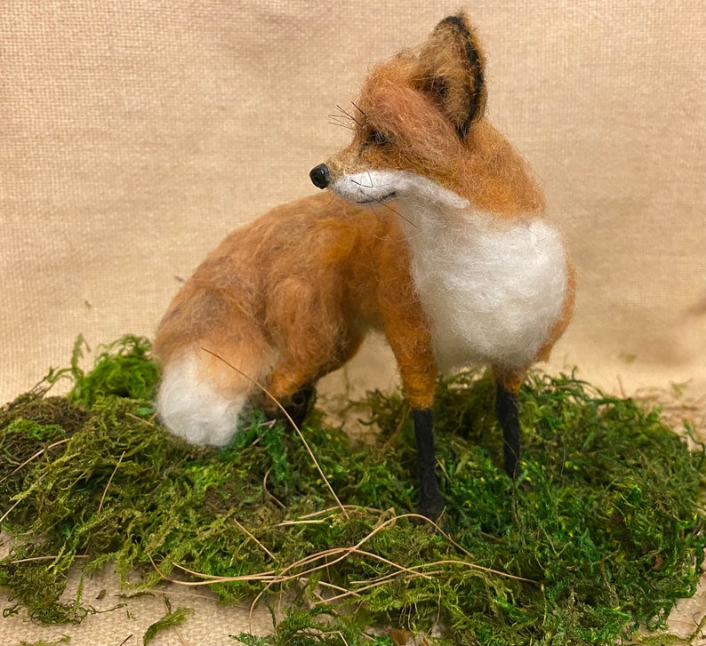 Needle Felted Red Fox Sculpture: Realistic Wool Animal (5.5-6 Inches ...