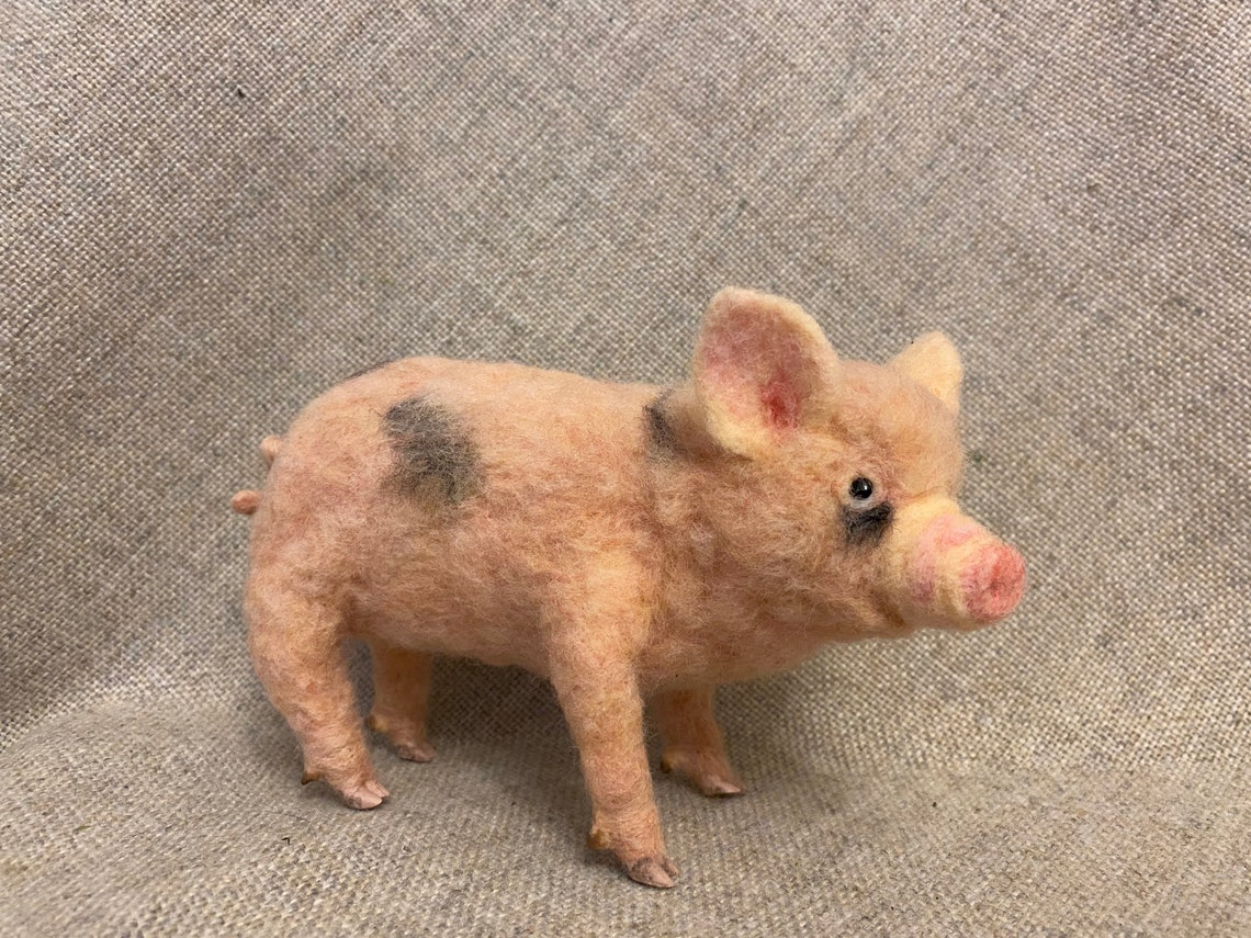 Needle Felted Pig, Farm Animals - Etsy