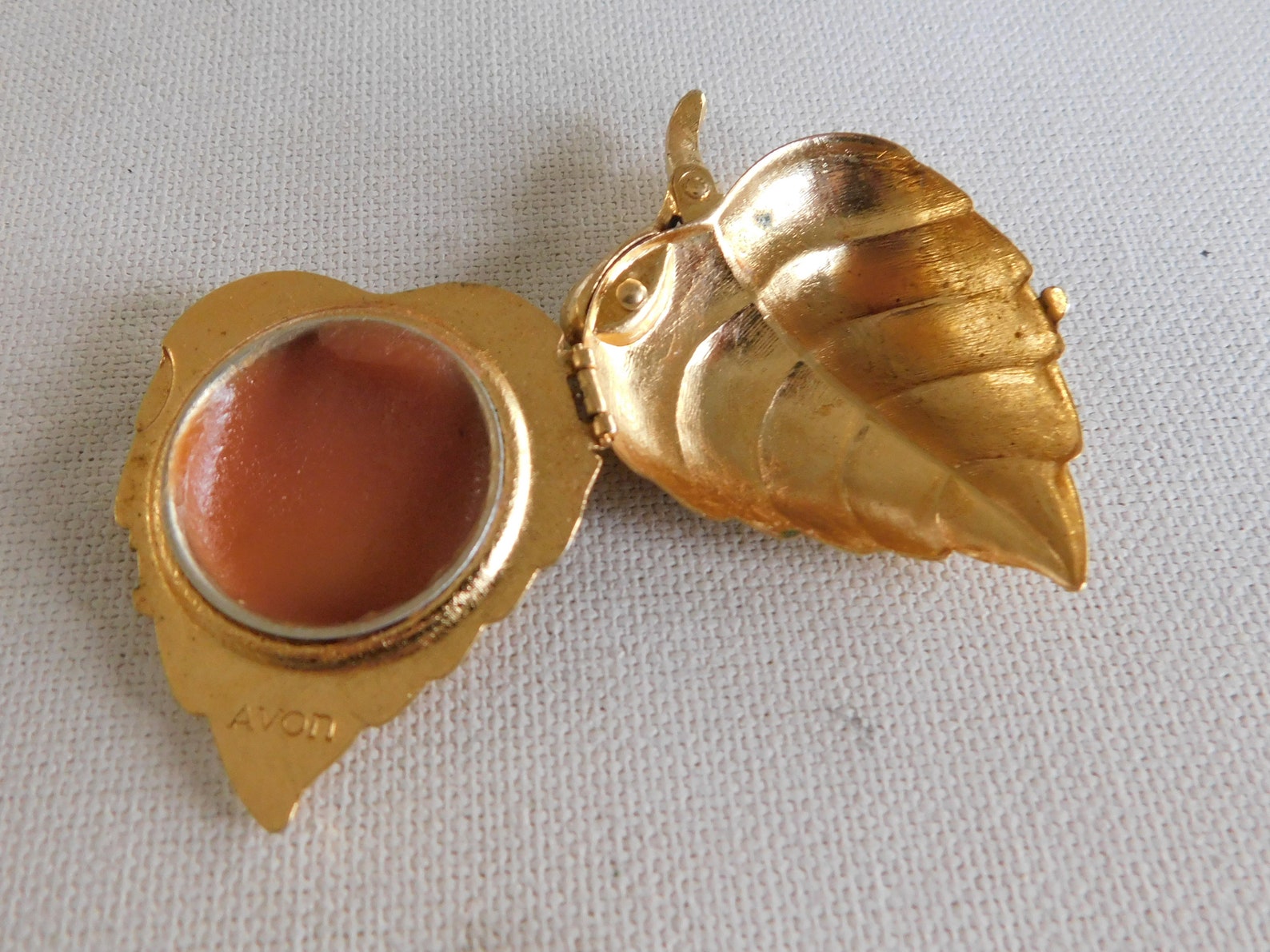 Gold Leaf White Faux Pearl Avon Perfume Locket Brooch Pin - Etsy
