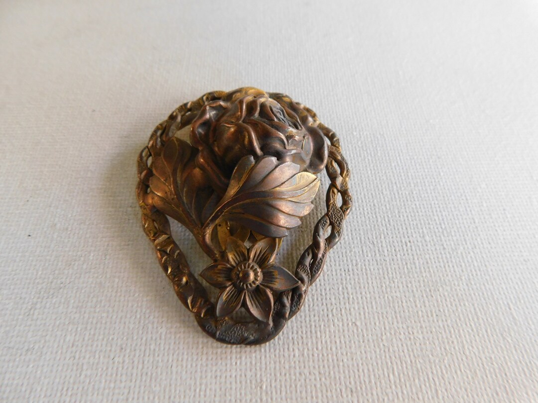 Large Brass Tone Flower Rose Fur Dress Clip - Etsy