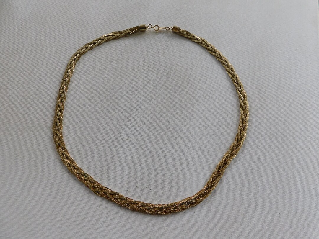 Gold Flat Chain Choker Twist Braided Necklace - Etsy