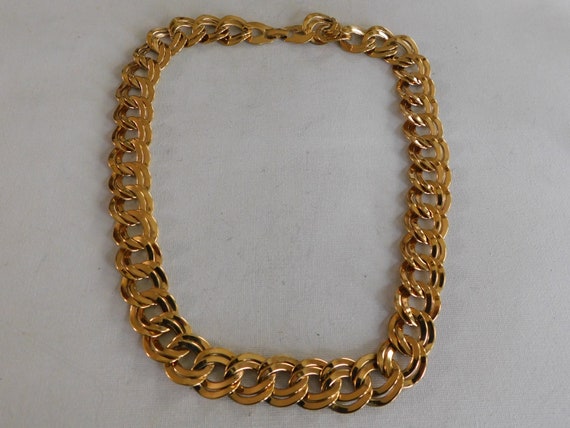 Heavy Double Loop Gold Chain Necklace - Gem