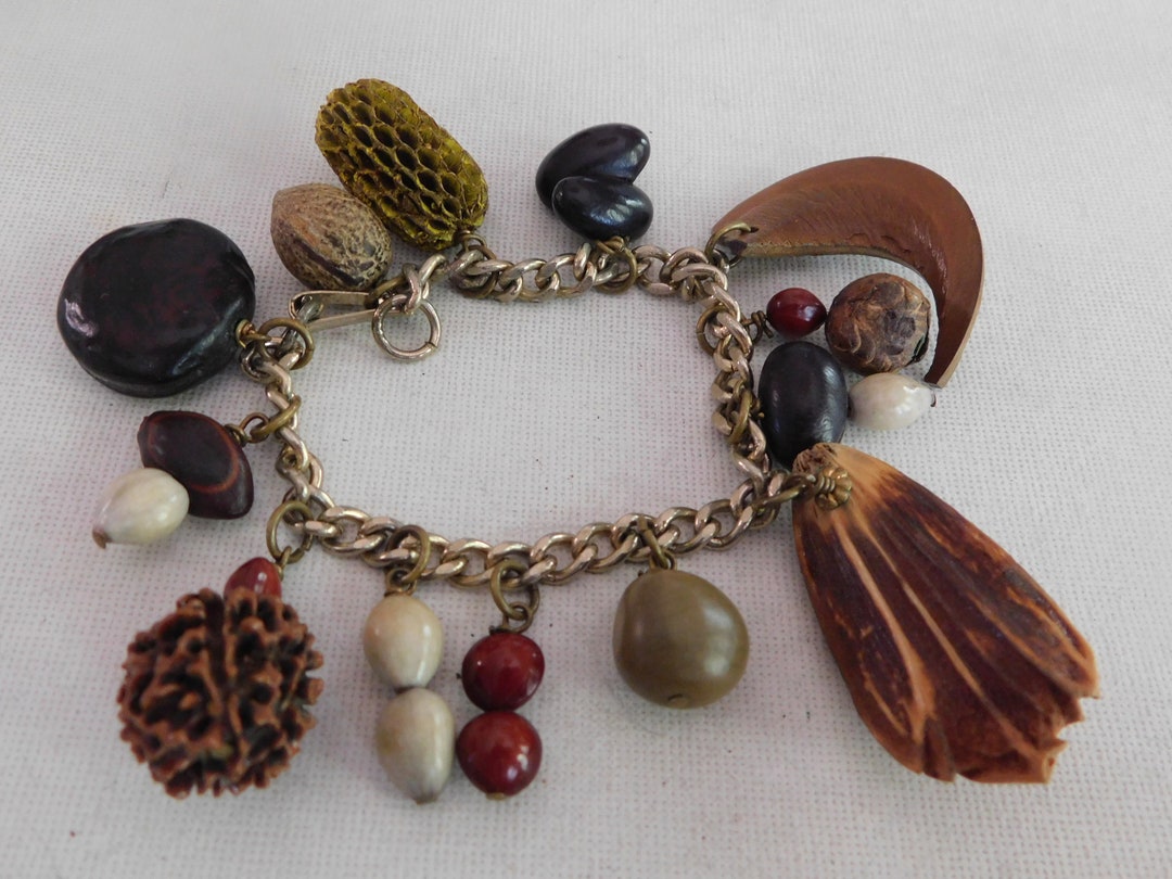 Hawaiian Seed and Nut Charm Bracelet - Etsy