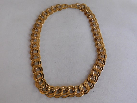 Heavy Double Loop Gold Chain Necklace - Gem