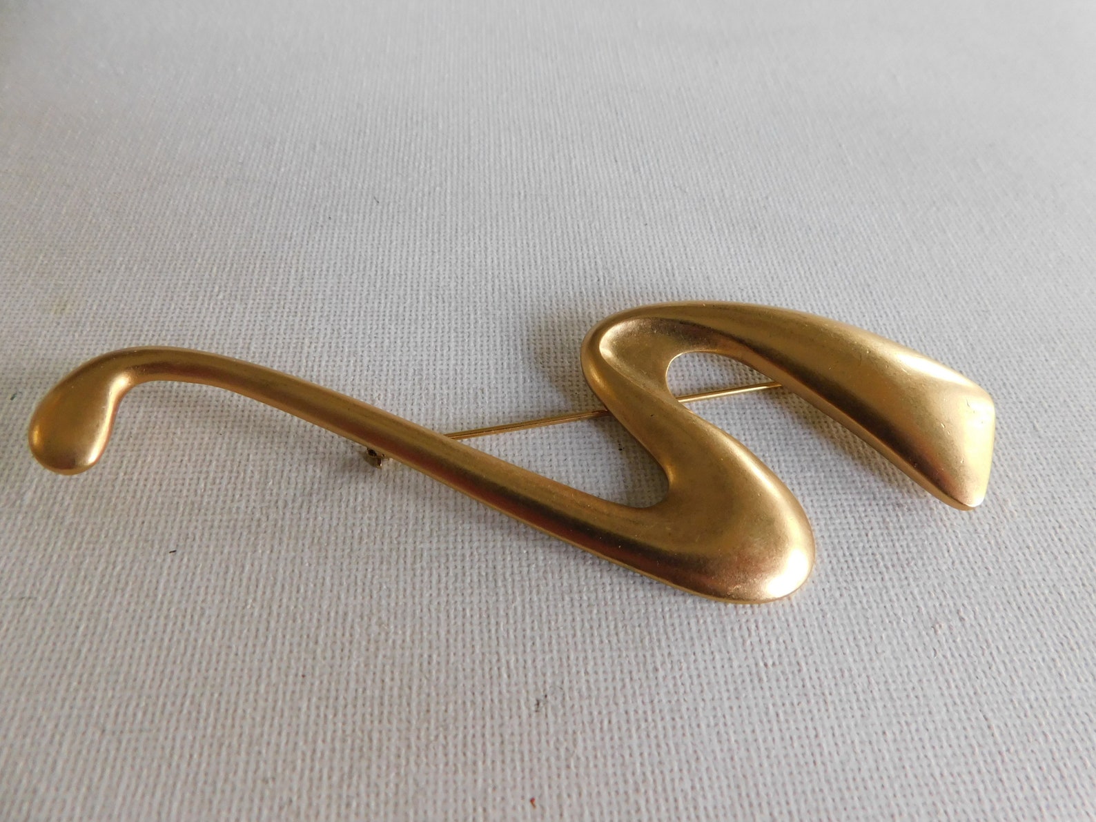 Extra Large Matte Gold Geometric Zig Zag Brooch Pin Signed Carolee - Etsy