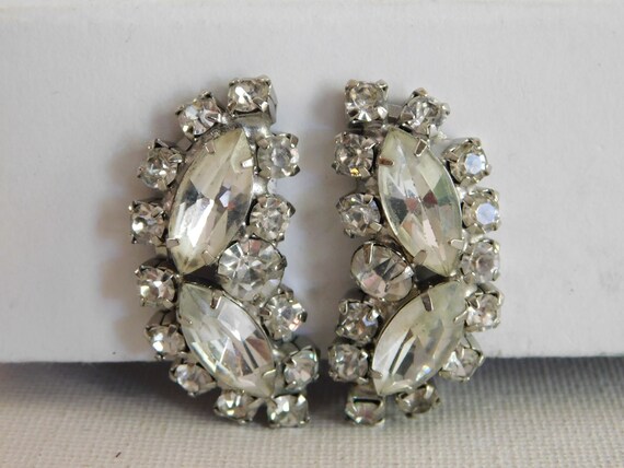 Silver Clear Rhinestone Tall Full Ear Climber Clip On… - Gem