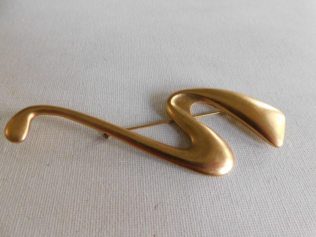 Extra Large Matte Gold Geometric Zig Zag Brooch Pin Signed Carolee - Etsy Extra Large Matte Gold Geometric Zig Zag Brooch Pin Signed Carolee - Etsy