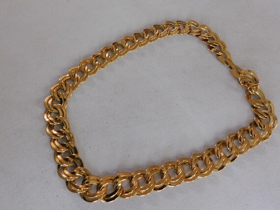 Heavy Double Loop Gold Chain Necklace - Gem