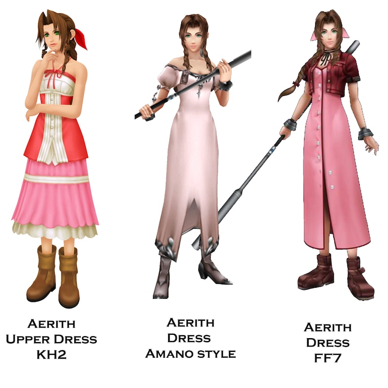 Aerith Aeris Gainsborough Inspired dresses Kingdom Hearts 2 | Etsy