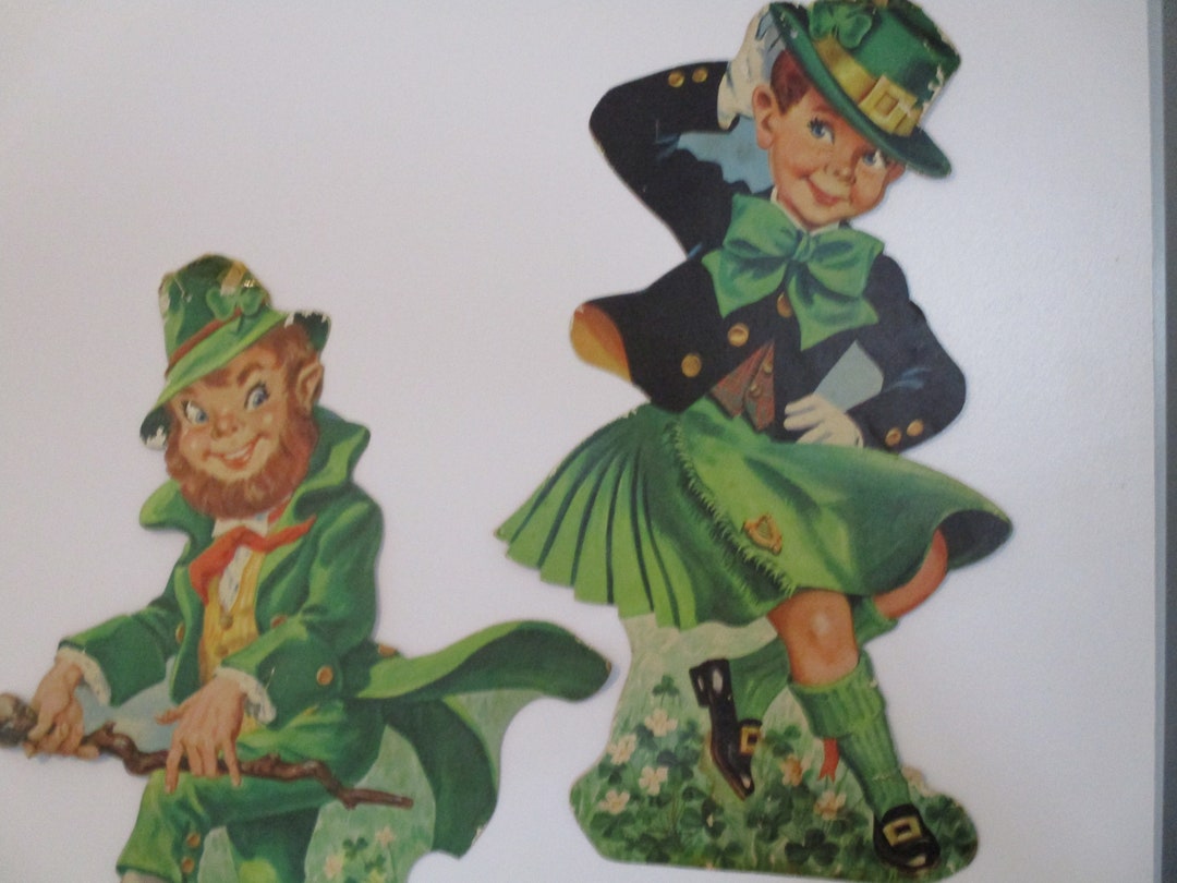 Vintage 2 Leprechaun Poster, St. Patrick's Day Poster, Dennison ...