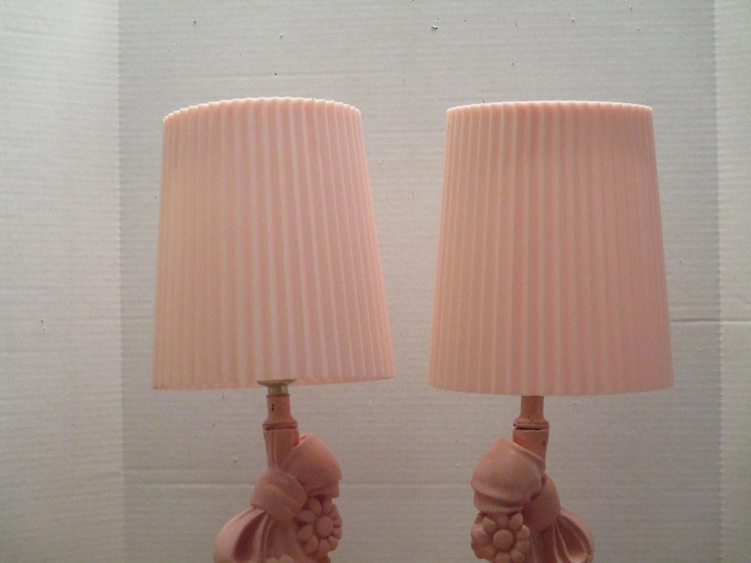 Rare Vintage Pink Rose Lamps, Pottery Lamps, Lamps Shades, Shabby Chic ...