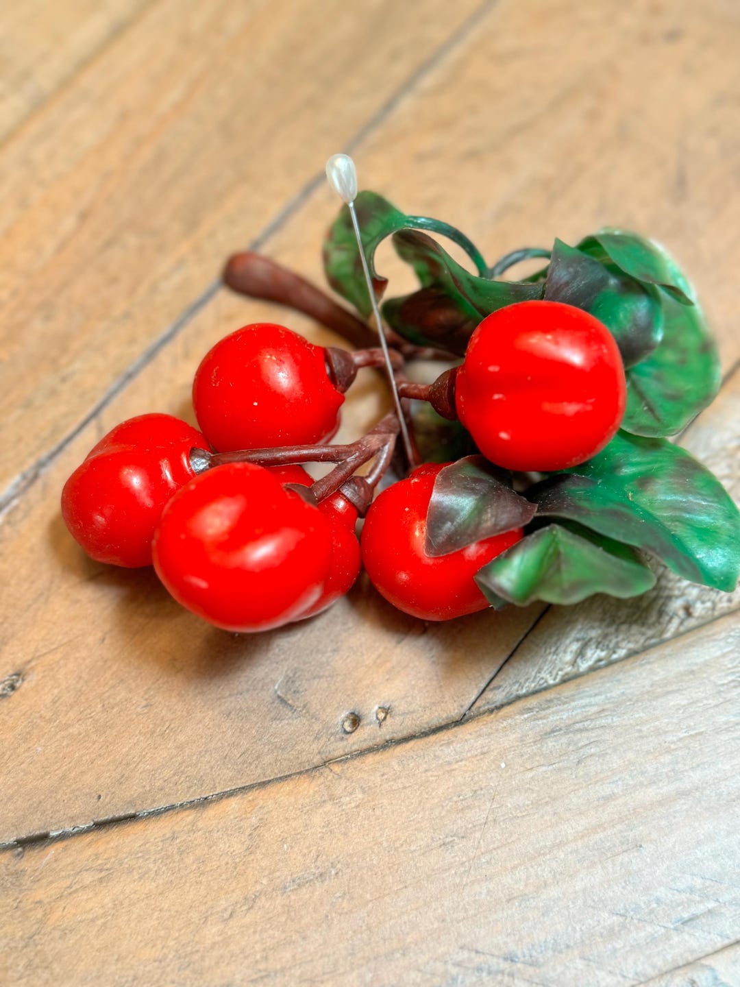 Vintage Rubber Cherry Cluster: Millinery Fruit Corsage, Hat Accessory ...