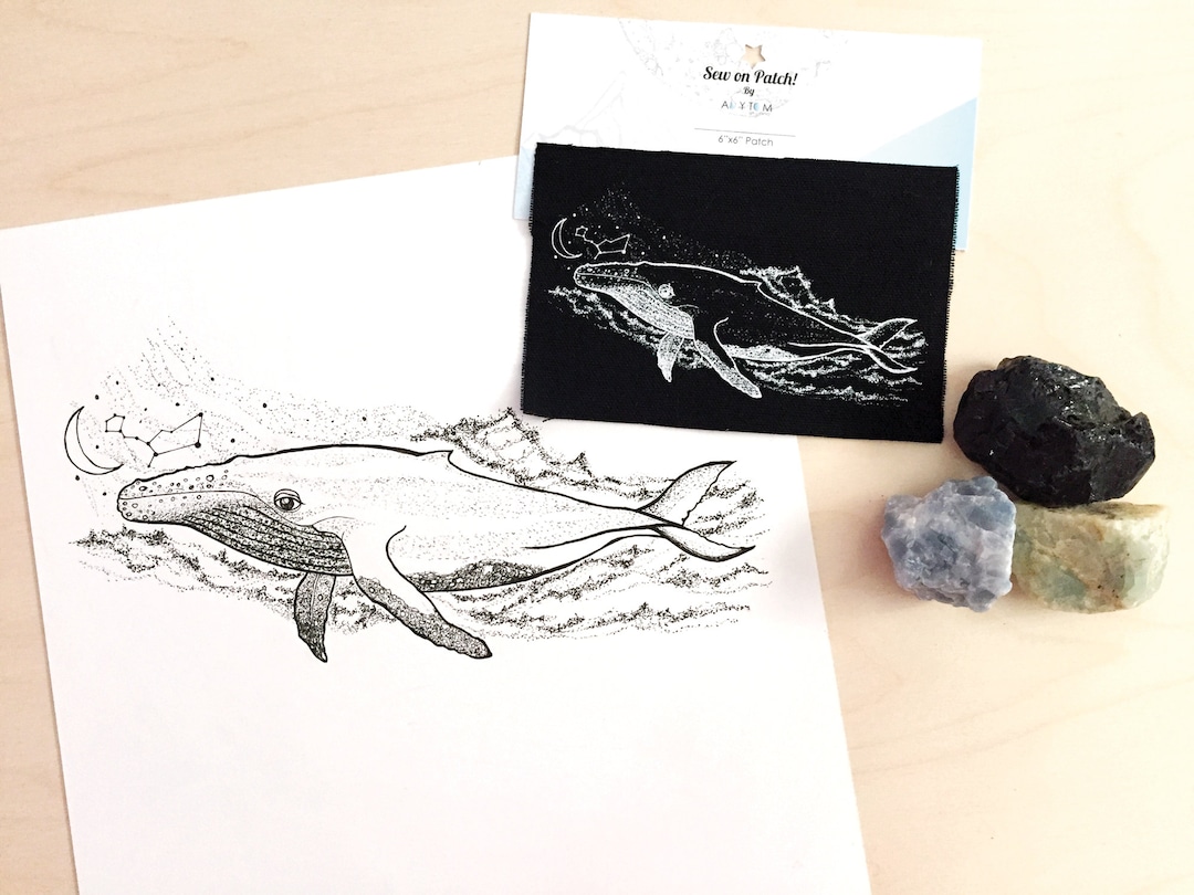Humpback Whale Screen Printed Art, Whale Constellation Patch, Screen ...