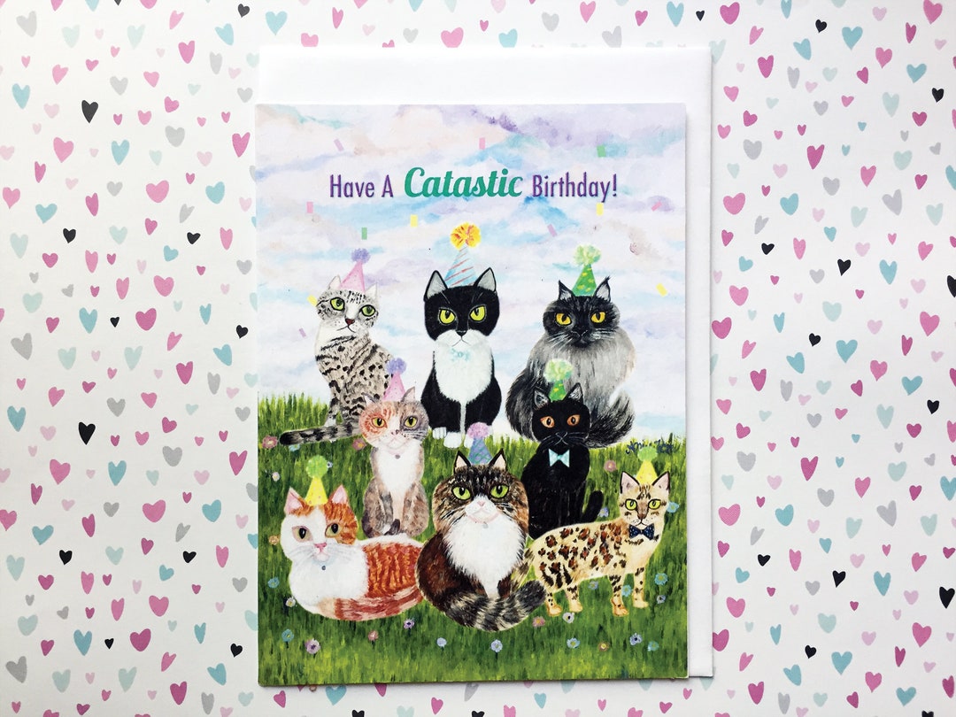 Cat Themed Birthday Card, Cat Card for Cat Lovers, Egyptian Mau ...