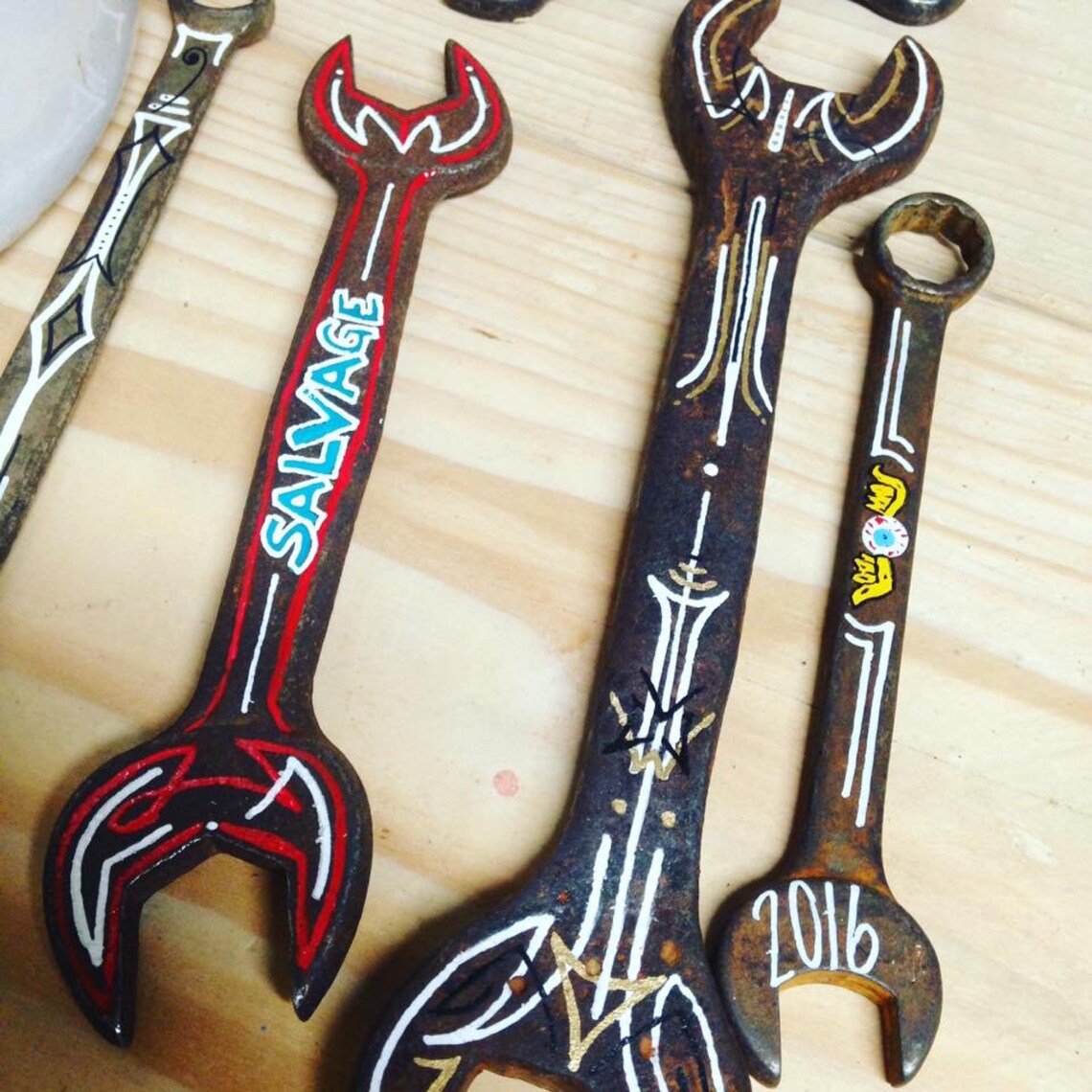 Custom Hand Painted Old Wrenches Personalized Man Cave Tool Garage Shop ...