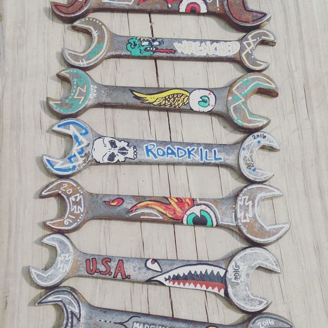 Custom Hand Painted Old Wrenches Personalized Man Cave Tool Garage Shop ...