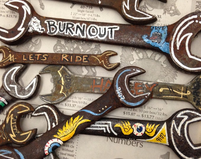 Custom Hand Painted Old Wrenches Personalized Man Cave Tool Garage Shop ...