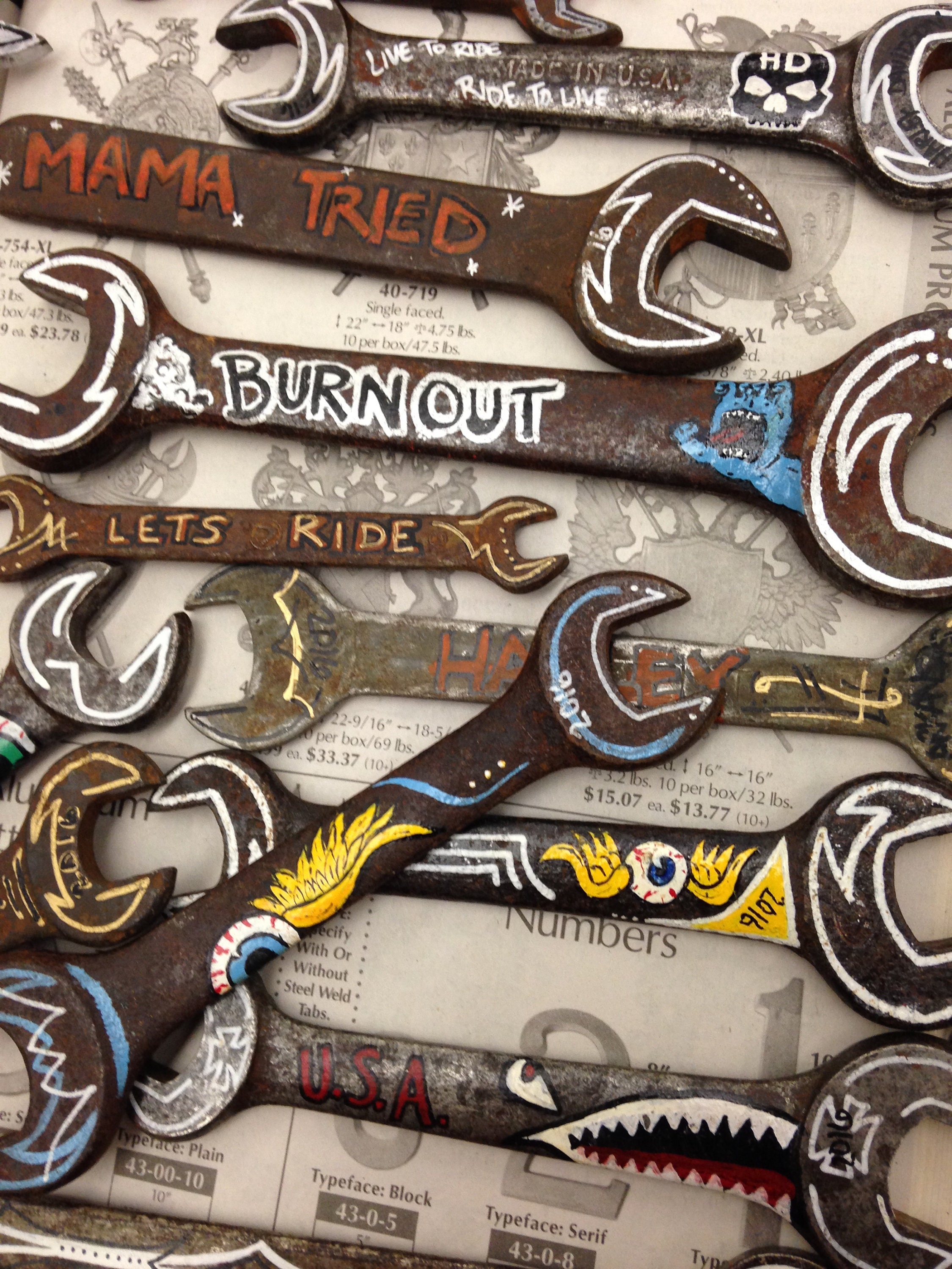 Custom Hand Painted Old Wrenches Personalized Man Cave Tool Garage Shop ...