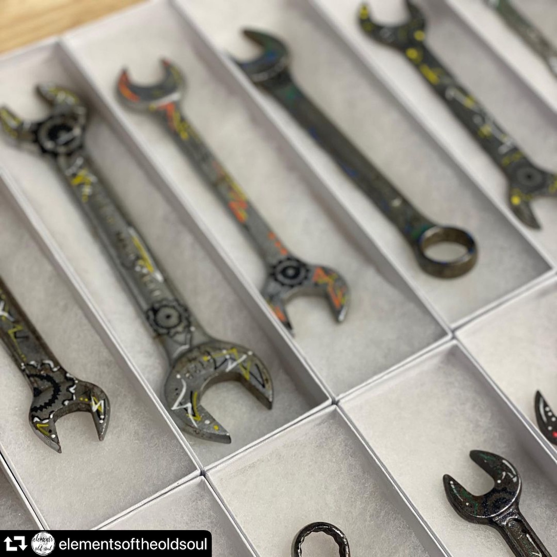 Custom Hand Painted Old Wrenches Personalized Man Cave Tool Garage Shop ...