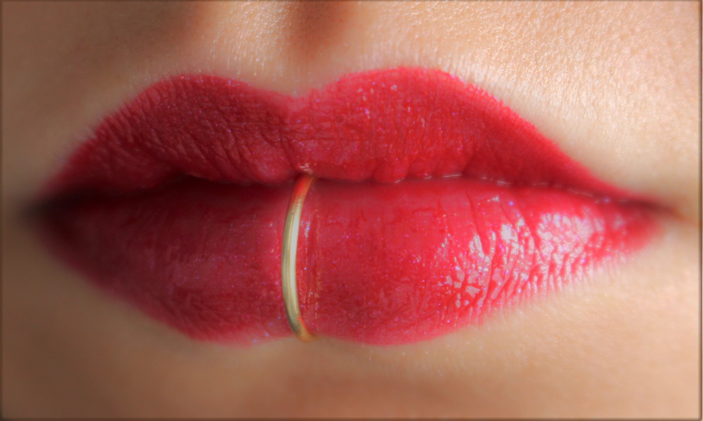 Faux Labret Piercing, Simple Hoop Lip Cuff, Gold Filled Lip Ring, Plain ...