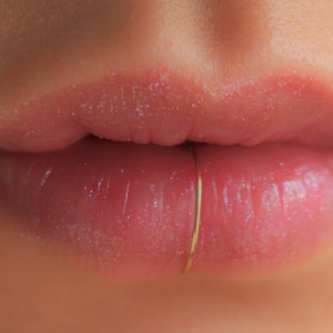 Fake Labret Piercing, Delicate Gold/silver Lip Cuff, Very Thin Lip Cuff ...