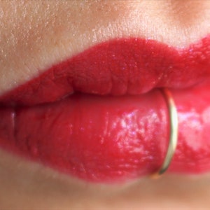 Faux Labret Piercing, Simple Hoop Lip Cuff, Gold Filled Lip Ring, Plain ...