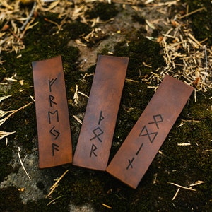 Personalized Runic Leather Bookmark - Etsy