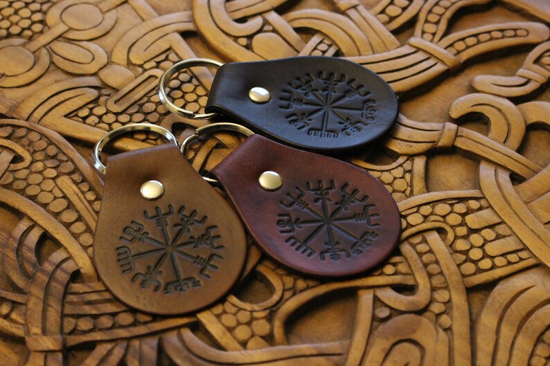 Vegvisir Icelandic Compass Keychain | Etsy