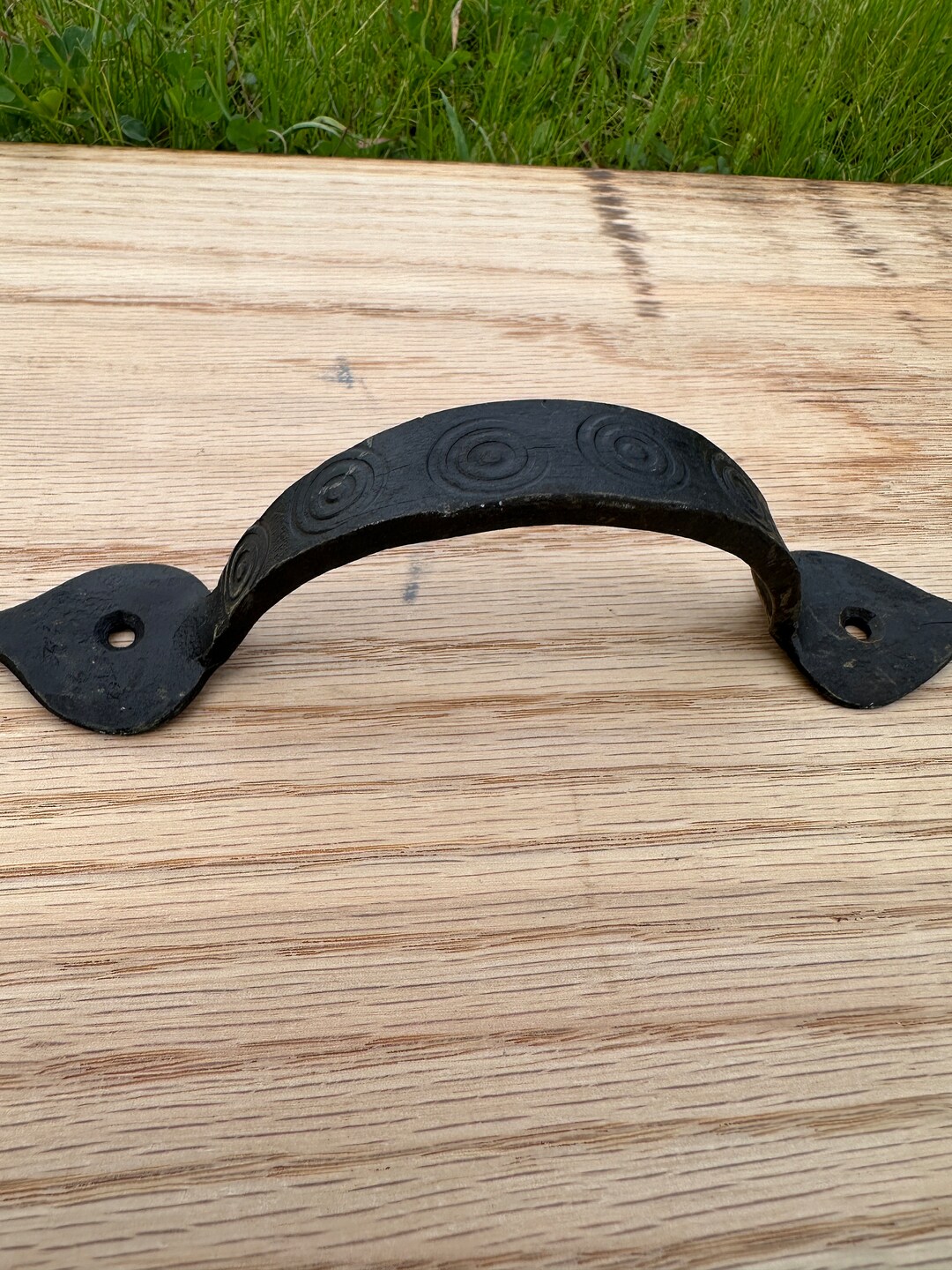 Hand Forged Iron Handle W/ Cup and Ring Design - Etsy