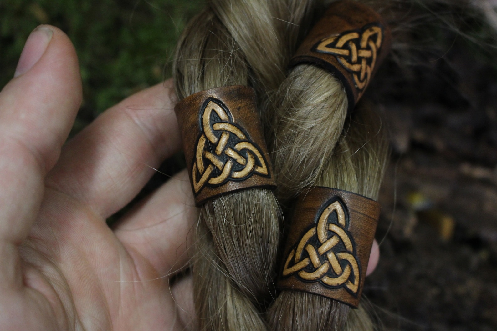 Celtic Leather Hair/beard Bead - Etsy