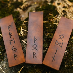 Personalized Runic Leather Bookmark - Etsy