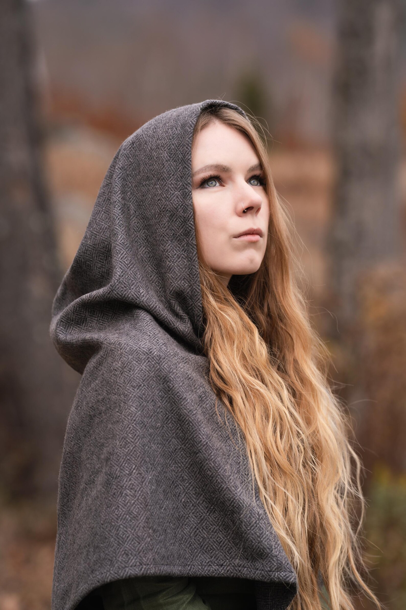Viking Skjoldehamn Hood in Charcoal Grey Diamond Twill Wool - Etsy