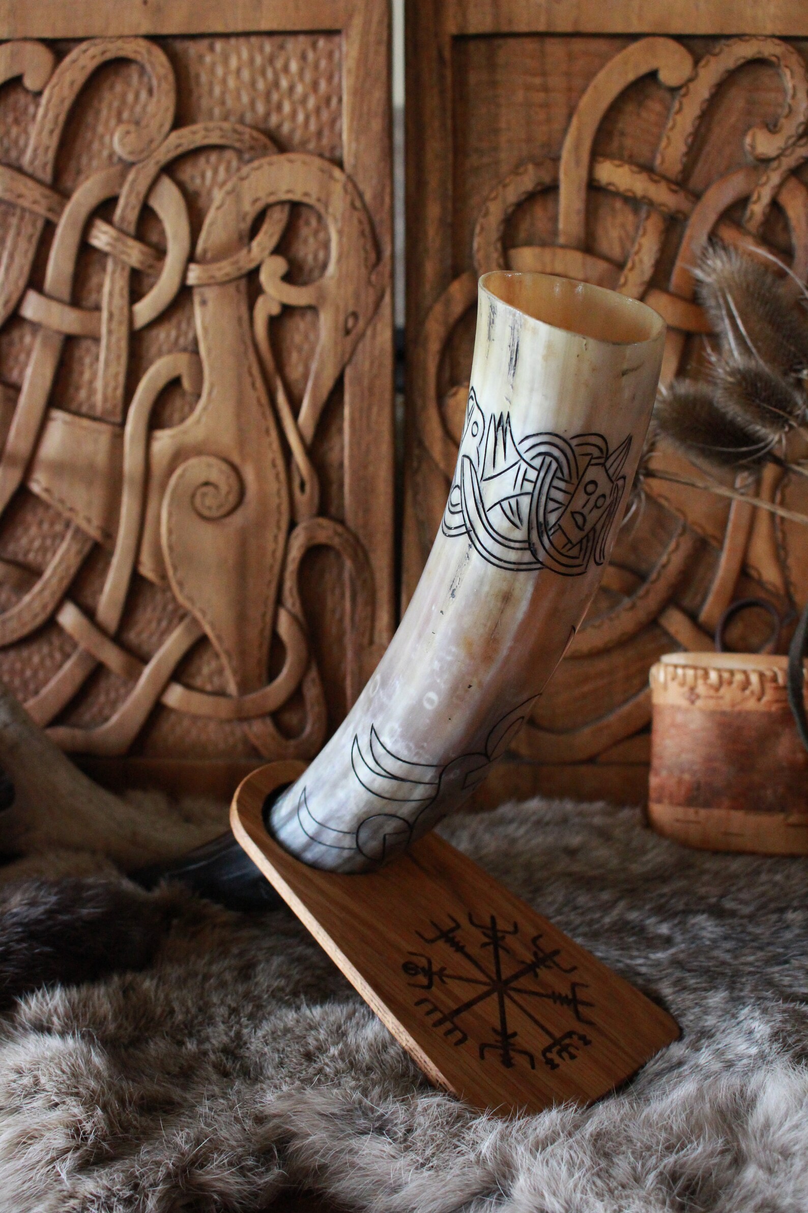 Oak Viking Drinking Horn Display Stands - Etsy