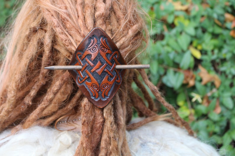 Celtic Knot Leather Hair barrette | Etsy