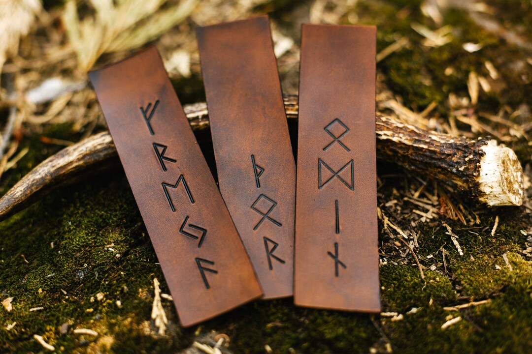 Personalized Runic Leather Bookmark - Etsy