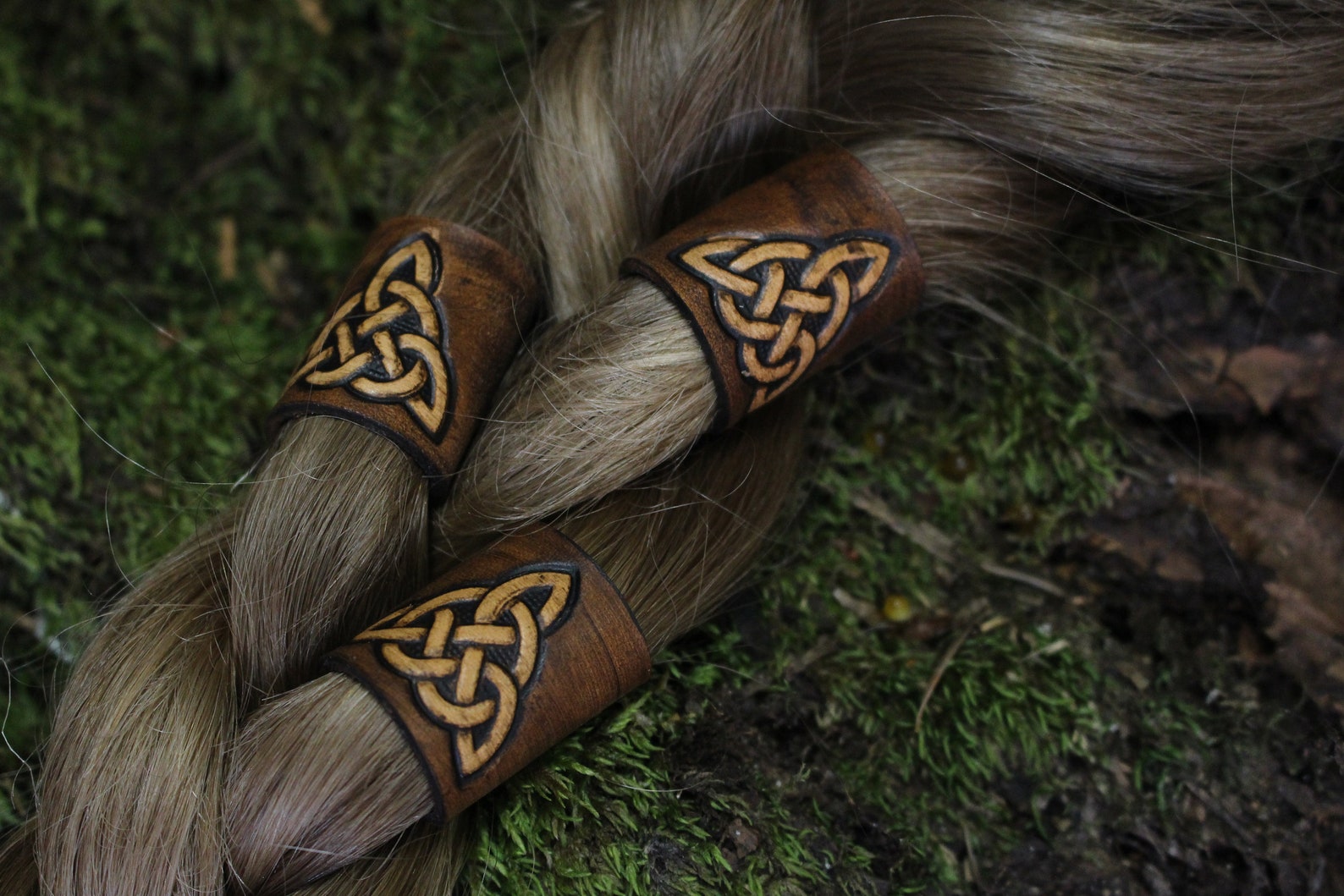 Celtic Leather Hair/beard Bead - Etsy