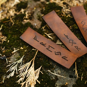 Personalized Runic Leather Bookmark - Etsy