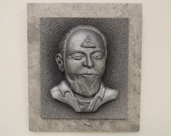 Robert Anton Wilson Sculpted Relief Bust Over Crescendo French Gray ...