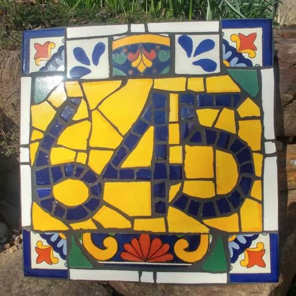 Mosaic House Number - Etsy