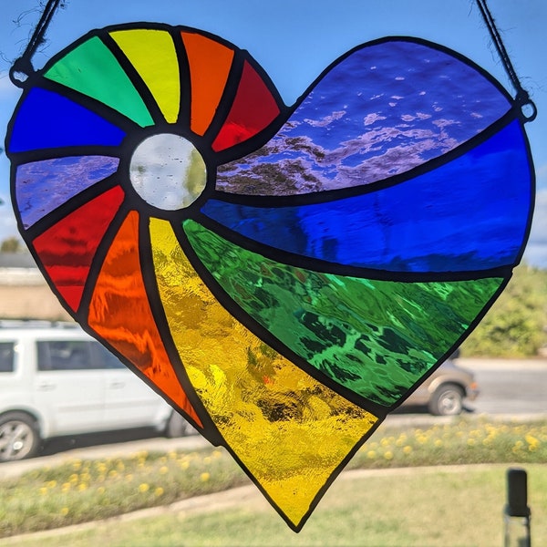 Stained Glass Rainbow Heart - Etsy