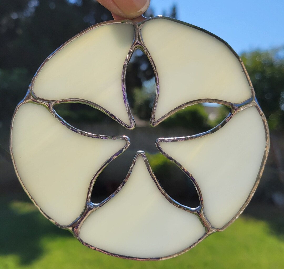 Opaque White Stained Glass Sand Dollar Suncatcher - Etsy