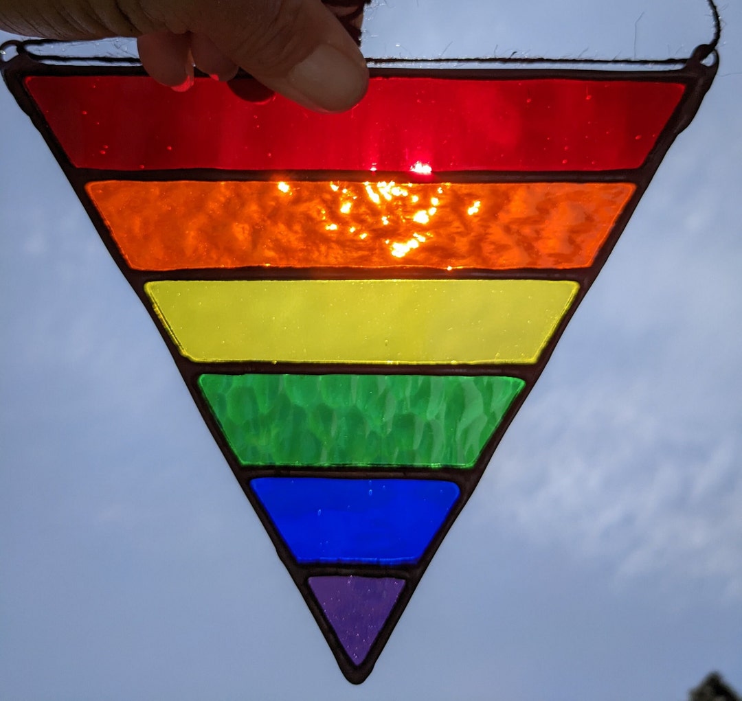Stained Glass Rainbow Triangle Bunting Flag Suncatcher - Etsy
