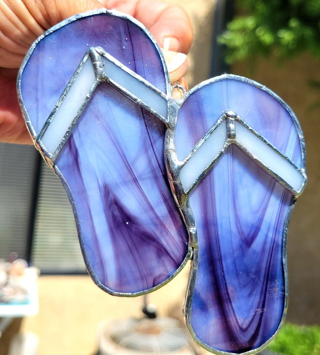 Stained Glass Flip Flops Suncatcher - Purple Swirls - Etsy