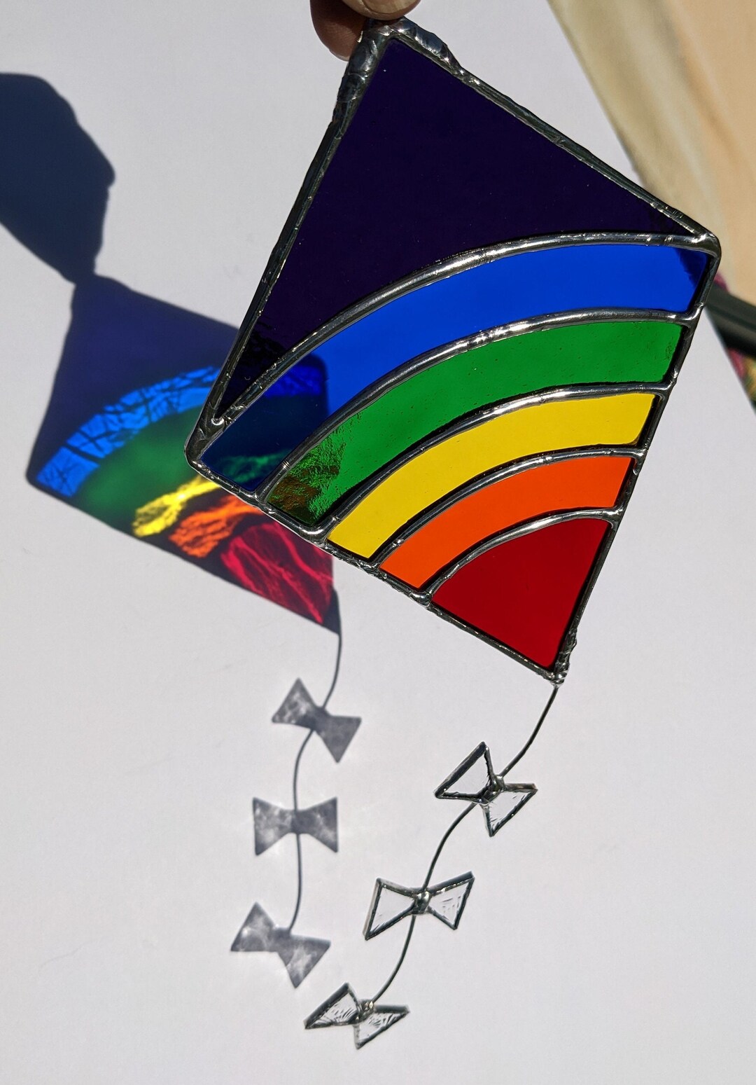 Let's Go Fly a Kite Rainbow Arch Kite Stained Glass Suncatcher - Etsy