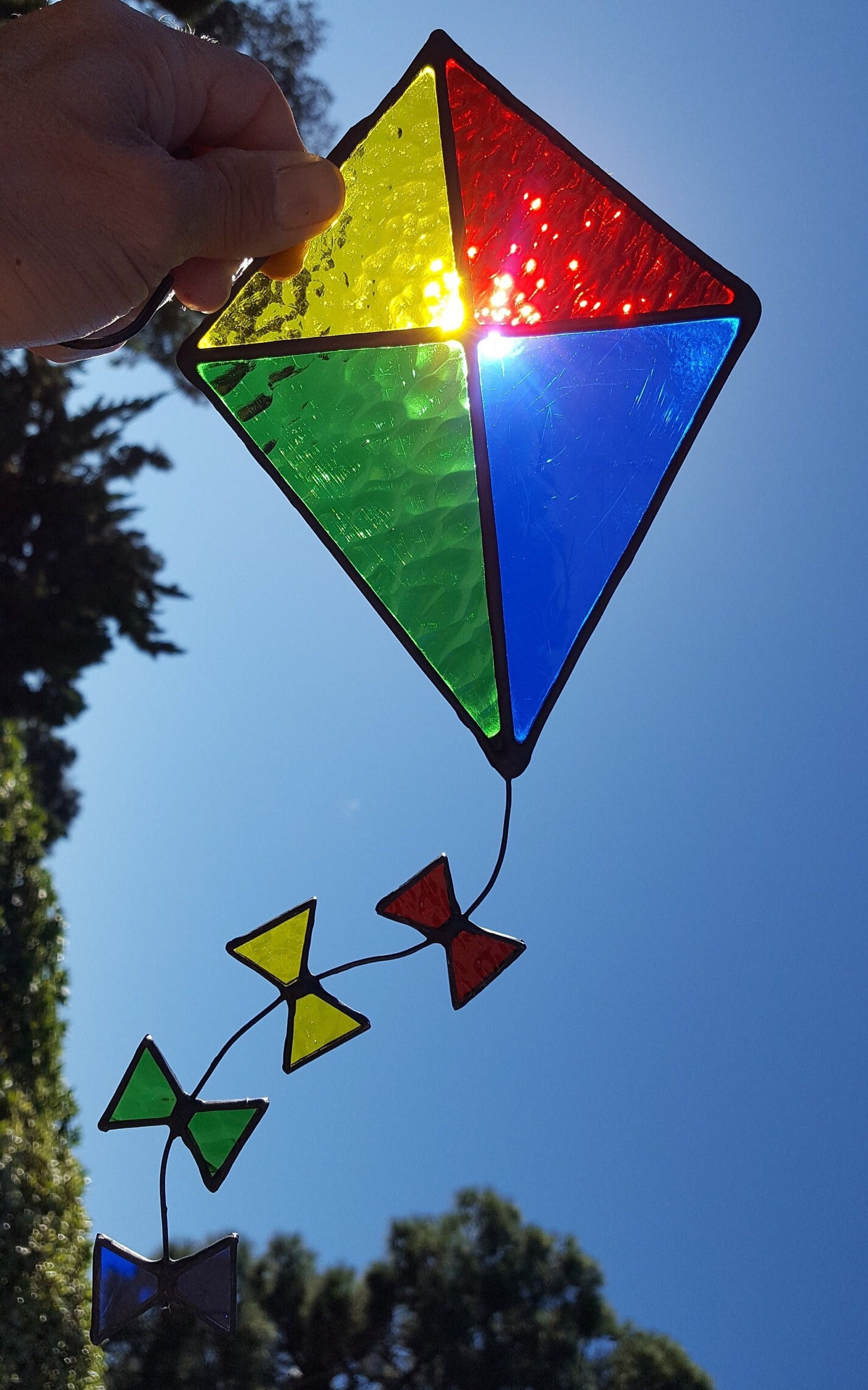 Let's Fly a Kite Colorful Stained Glass Suncatcher - Etsy