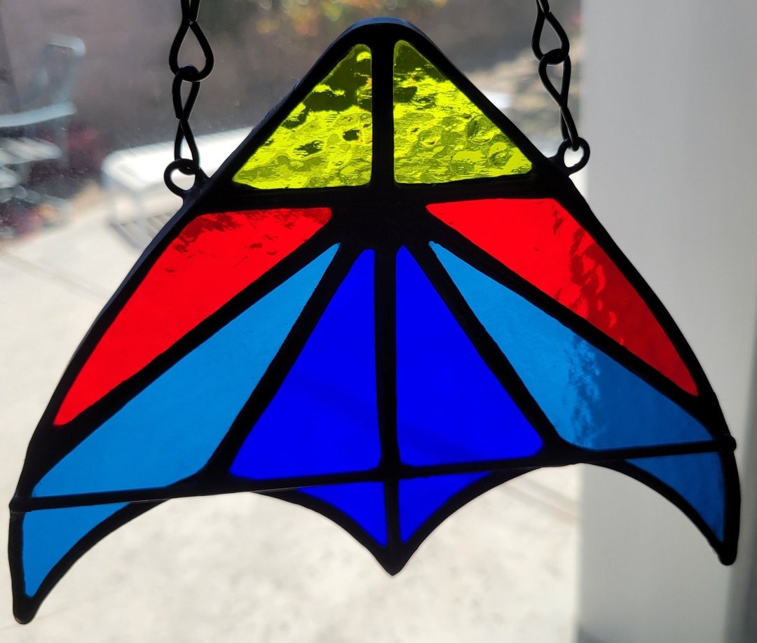 Stunt Kite Stained Glass Suncatcher (red, Turquoise, Blue & Green) - Etsy