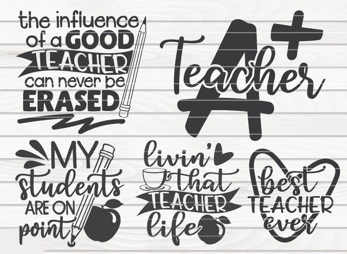 Teacher Quotes SVG Bundle 25 Designs Cut File Clipart Printable Vector ...