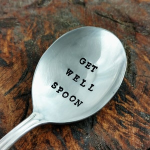 Hand Stamped Silver Plated Soup Spoon Get Well Soon Get Well | Etsy
