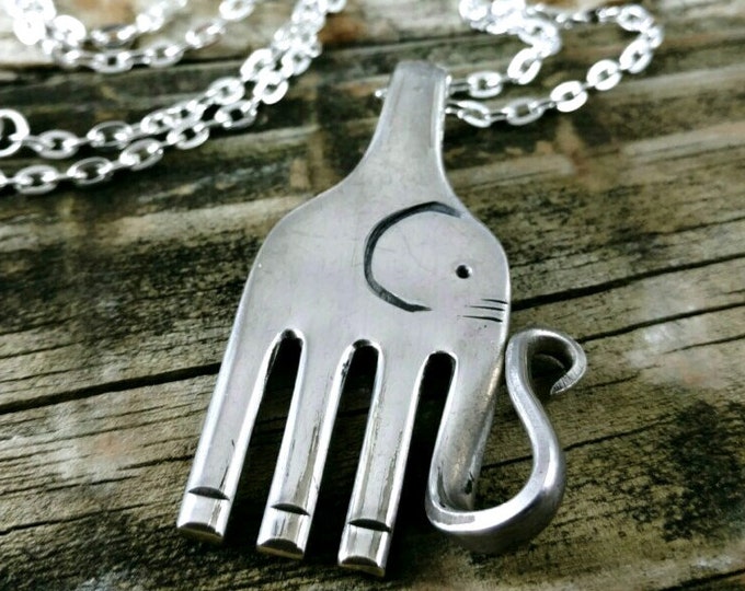 Elephant Fork Necklace, Vintage Fork Elephant, Silver Plated Fork ...