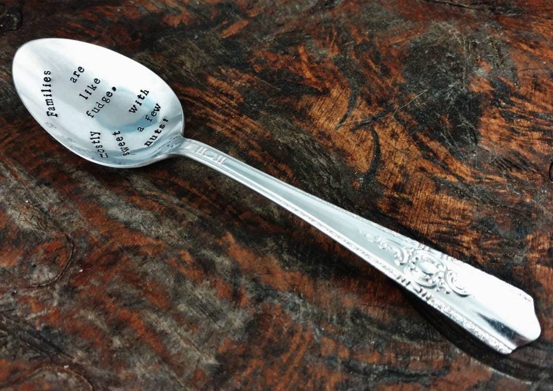Serving Spoon Hand Stamped Silver Plated Spoon Families Are - Etsy